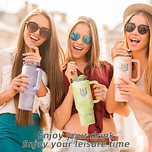 ZUWOZU 40oz Tumbler with Handle, Insulated Tumbler with Straw and Spout Lid, Coffee Mug Stainless Steel Travel Mug Cup for Water, Tea or Iced Coffee, Keeps Cold for 24hrs or Hot for 12hrs, Leak-proof