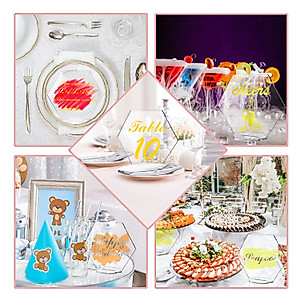 10 Pack Large Acrylic Hexagon Blank Table Stand, DIY Geometric Clear Plexiglass Number Sign Holder with Gold & Silver Marker Metallic for Modern Wedding Reception, Centerpiece Decoration Event Party