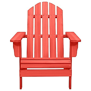 Tidyard Patio Adirondack Chair Solid Fir Wood Red Outdoor Fire Pit Chair Wooden Garden Armchair for Porch Pool Lawn Deck Backyard Balcony Outdoor