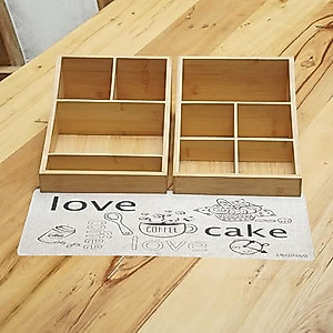 IMAJINAAR Large Capacity Coffee Pod Organizer for K Cups, Tea Bags & Snacks | Bamboo Coffee Station & Condiment Organizer with Spill-Resistant Mat (17.7''x11.8'')