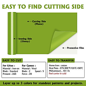 HTV Heat Transfer Vinyl Bundle 12" x 10" - 6 Sheets/Roll, Iron On Transfers for T-Shirts, Easy to Cut & Weed Heat Transfer Vinyl for Custom Shirts, Iron On Vinyl for DIY Crafts, HTV Vinyl Rolls