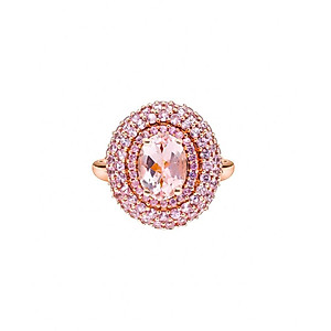 YoTreasure 2.07 Ct. Pink Morganite Sapphire Solid 14K Rose Gold Chunky Ring