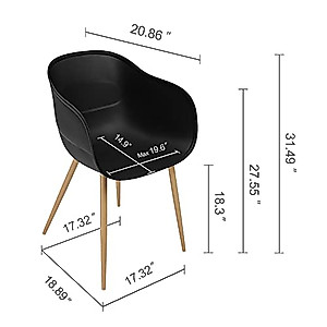 Arm Modern Chairs with Metal Legs for Living, Bedroom, Kitchen, Dining,Lounge Waiting Room, Restaurants, Cafes, Set of 2…