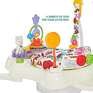 Dream On Me Zany 2-in-1 Baby Activity Center and Bouncer in Elephant Print, Sturdy and Strong Frame, 3 Height Positions, 360° Rotating Seat, 12 Songs with Flash Lights