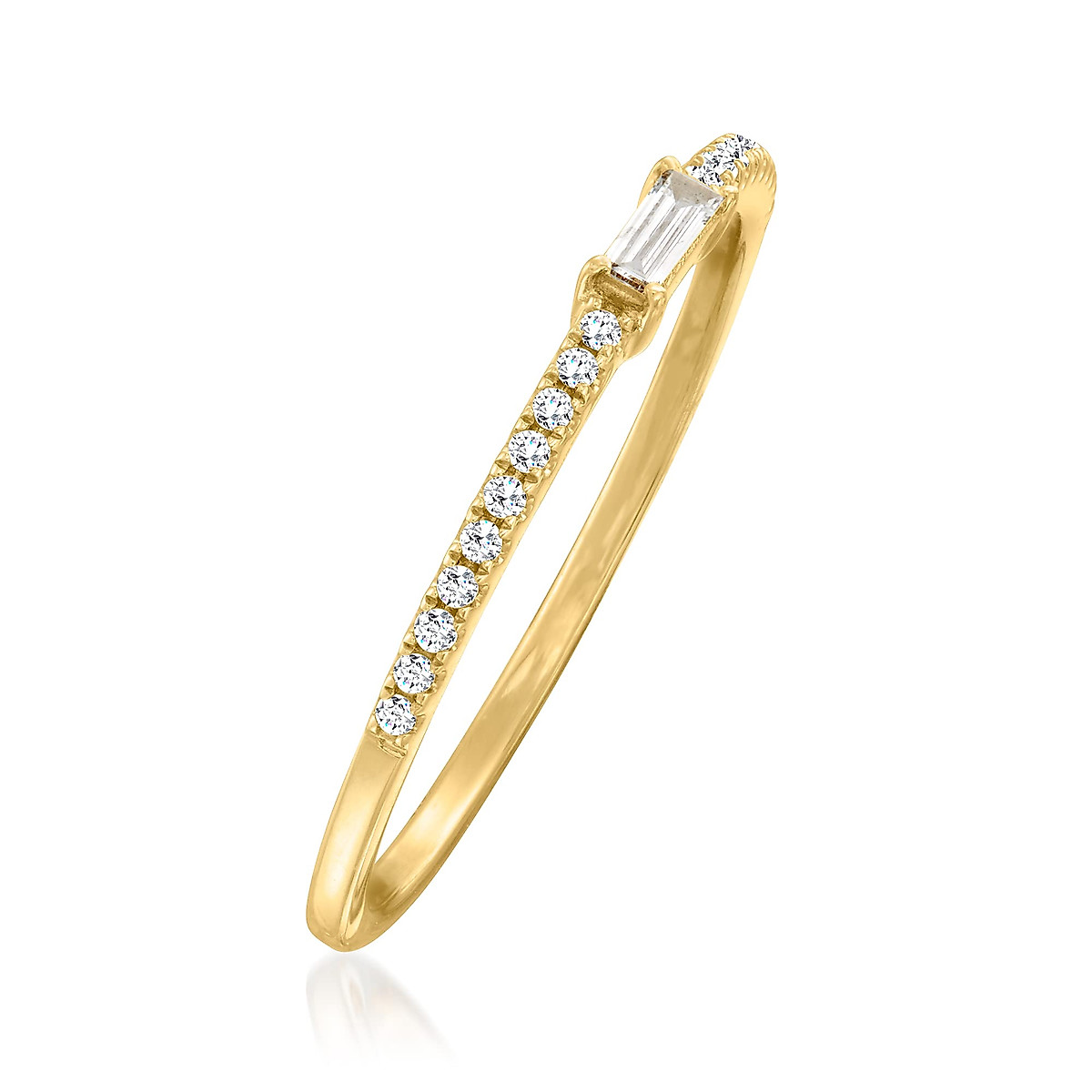 RS Pure by Ross-Simons 0.15 ct. t.w. Baguette and Round Diamond Ring in 14kt Yellow Gold. Size 9