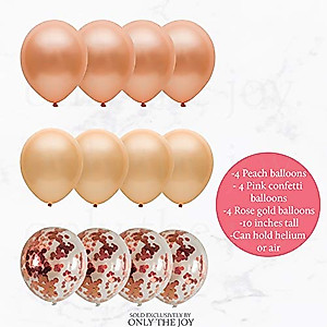 Only the Joy. Bachelorette Party Decorations Kit - Rose Gold Bridal Shower Decor - XL Bride Balloon Letters, Diamond Ring Balloon, Bride Sash, Foil Curtain, Peach and Confetti Balloons + More Supplies