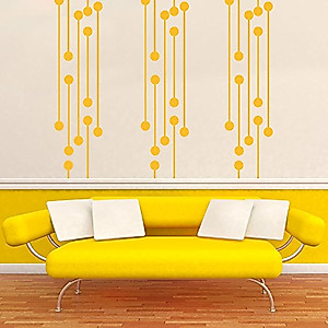 Vinyl Wall Art Decal - Geometric Digital Circuit - 60" x 16" - Trendy Modern Decor for Home Living Room Bedroom Office Workplace Peel Off Vinyl Sticker Decals (60" x 16"; Yellow)