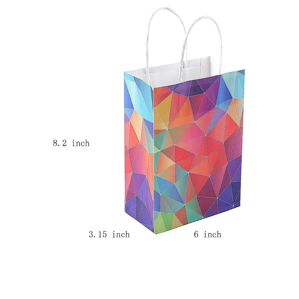 RELYRUNK Small Party Favor Bags with Handles Bulk 24 Pieces 6 x 3.15 x 8.2 Inches, Christmas Holiday Birthday Baby Shower Rainbow Gift Bags Various Sizes