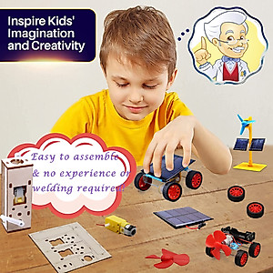 Science Kits for Kids Age 8-12,STEM Projects for Boys,Solar Experiments Toys Gifts for 8-14 Year Old Teen Boys Girls,4-in-1 Building Electric Motor Science Project for Teenage Ages 9 10 11 12 13