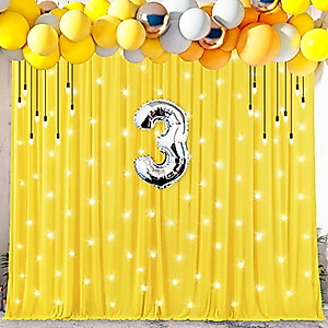 10x10 Yellow Backdrop Curtain for Parties Wrinkle Free Lemon Yellow Photo Curtains Backdrop Drapes Fabric Decoration for Birthday Party Wedding Baby Shower 5ft x 10ft,2 Panels
