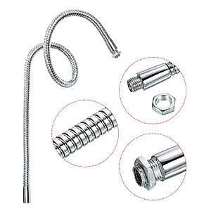 PATIKIL 23" Universal Gooseneck, M10 Fine Thread Metal Bendable Hose Flexible Arm Gooseneck Tube Extension for Multifunction DIY, Silver Tone
