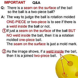 TIANYOU Outdoor Pickleball Rotation Molded ONE-Piece Pickle Ball 40 Holes Pickleball Balls 6 Pack
