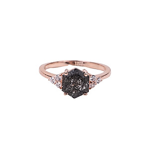 Natural Hexagon Rutile Ring Engagement Cluster Ring Women Wedding Jewelry Simple Quartz Ring Statement Gift For Women BY KANISHKA GEMS JEWELS