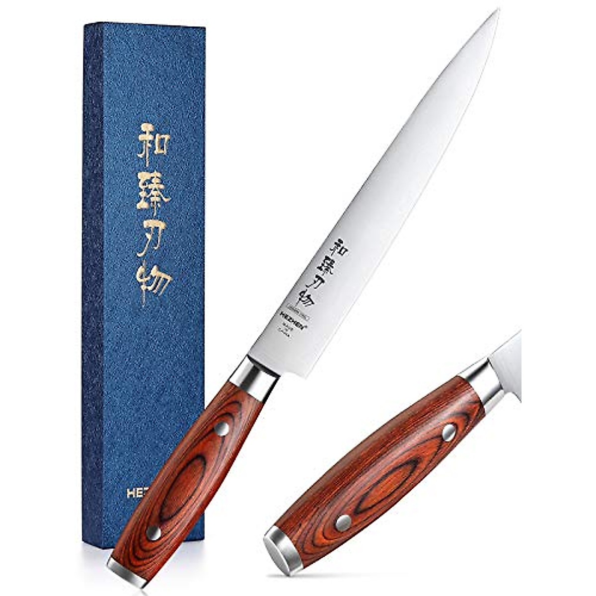 HEZHEN Stainless Steel Slicer Knife,German Steel Carving Knife, Pakka Wood Handle with Gift Box