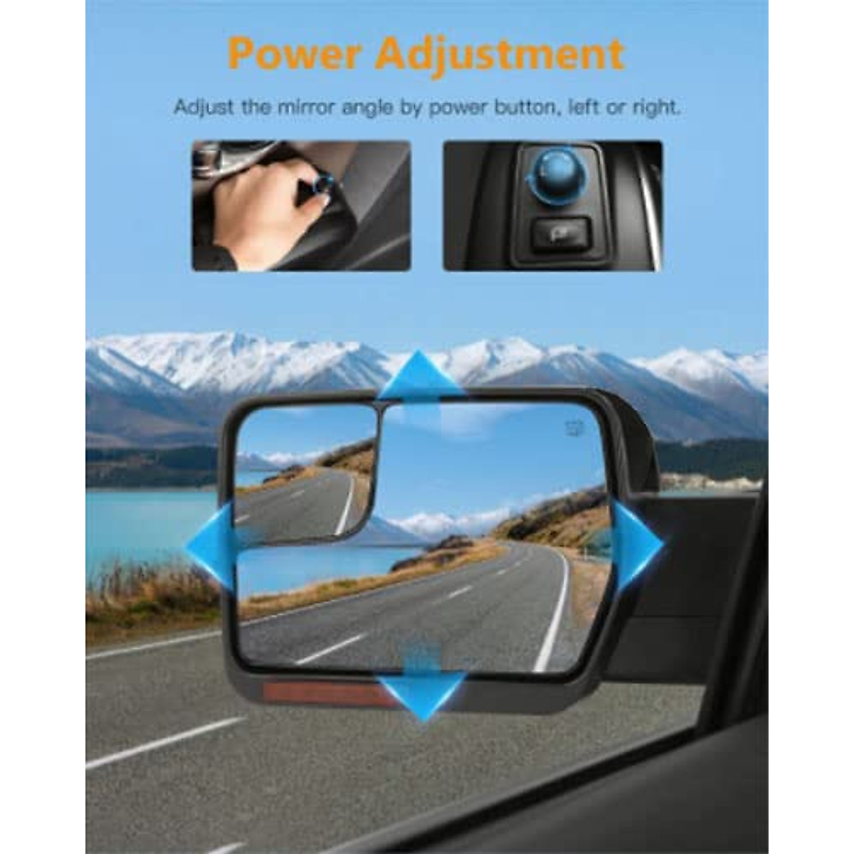 ITOPUP Towing Mirrors Fit for 2004-2014 for Ford for F-150 Series Truck Pickup Tow Mirrors with Power Control Heated Turn Signal Puddle Light Black Textured 1 Pair of Mirrors Left Side and Right Side