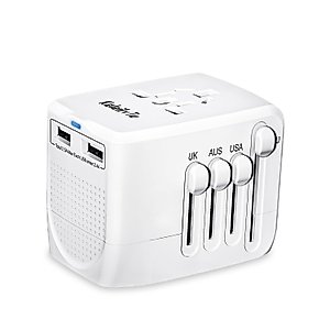 2000W Travel Voltage Converter, Universal Travel Adapter Voltage Converter Combo for 100V-240V, with 2 USB Ports, US to UK Europe Australia 200+ Countries Power Converter（White）