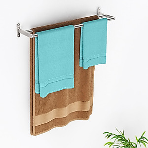 Double Towel Bars, Taaji 24 Inch Bath Towel Rack for Bathroom, Stainless Steel Wall Mounted Double Towel Rods Long Bar, Towel Rail Hanger for Bathroom Wall, Brushed