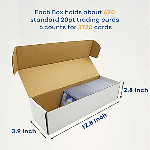 Fageverld Cardboard Storage Boxes with Dividers - For Baseball, Football, Sports Cards and MTG Playing Cards (6 Count)