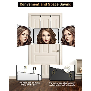 3 Way Mirror for Self Hair Cutting, 360 Trifold Barber Mirrors 3 Sided Makeup Mirror to See Back of Head, Used for Hair Coloring, Braiding, DIY Haircut Tool are Good Gifts for Men Women (Without LED)