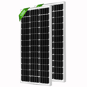 WERCHTAY Watt Solar Panel, Monocrystalline Cell High-Efficiency PV Module, 12V Solar Panels for Homes Camping RV Battery Boat Caravan and Other Off-Grid Applications (100W-2PCS)