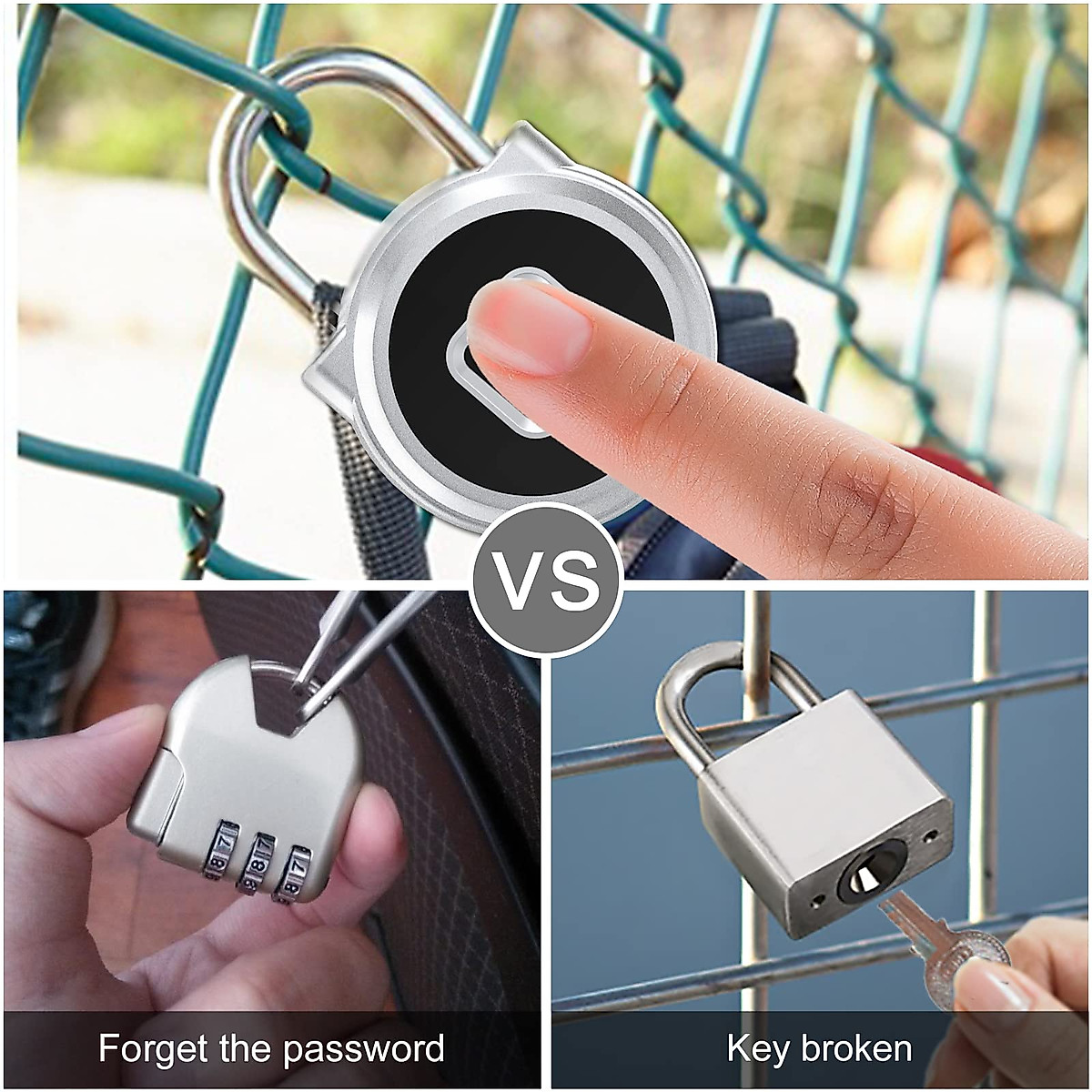 Fingerprint Lock, Dhiedas Gym Lock, Bluetooth Lock, Small Fingerprint Padlock with Keyless, Weatherproof Smart Lock for Gym Locker School Suitcase Cabinet Luggage Storage and Fence