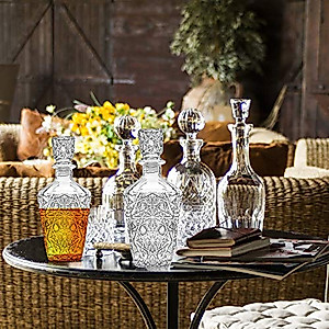 Whiskey Decanter – Elegant Liquor Decanter Set – Glass Liquor Bottle for Whiskey, Tequila and Brandy – Sophisticated Sparkling Design – Set of 2 Premium Decanters for Alcohol