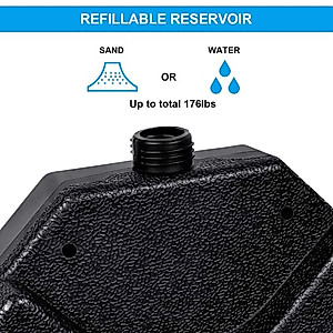 Simple Deluxe 4PCS Cantilever Offset Patio Umbrella Base Square Stands, 176LB Square Shaped Water or 132LB Sand Filled Umbrella Base with U Locking, Black