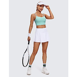 CRZ YOGA Adjustable Longline Sports Bra for Women - V Back Wireless Workout Padded Yoga Camisole Cropped Tank Tops Oasis Medium