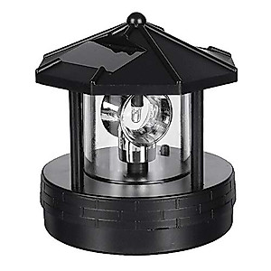 LED Solar Powered Lighthouse,360 Degree Rotating Lamp Waterproof Statue Rotating Lights for Garden Yard Outdoor Decor