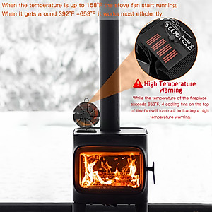 Wood Stove Fan Heat Powered, 2023 New 8-Blade Fireplace Fan Non-Electric,Thermoelectric Fan with Thermometer for Wood/Pellet Burning stoves,Circulating Warm Air and Saving Fuel, Quiet Operation