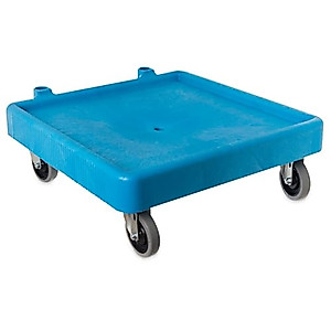 Carlisle FoodService Products E-Z Glide Warewashing Rack Dolly Dishwashing Rack Dolly with Drain for Kitchen and Restaurants, Plastic, 22.5 x 22.5 x 8 Inches, Blue