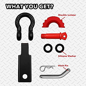 Shackle Hitch Receiver, 2 inch 42000 Lbs Maximum Break Strength, Solid with 3/4'' D Ring, Heavy Duty Towing Hitch Receivers, Never Rust, Best Towing Accessories for Vehicle Recovery Off-Road