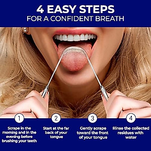 Tongue Scraper Stainless Steel | Three-Pack | Tongue Cleaner | for a Fresh Breath and Better Oral Health | Stainless Steel Tongue Scraper | Tongue Cleaner for Kids and Adults | ORAVIX