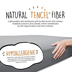 The Shrunks Natural Fibre Crib-Sized Water-Proof Fitted Sheet (2 Pack Crib/Toddler, Grey)