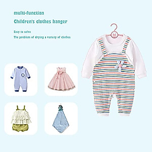 Baby Nursery Closet Hangers, 20pcs Slip Laundry Infant Pant Hangers for Newborn Clothes Kids Baby Hangers - 11"- 14" Adjustable Children Coat Hanger for Girl Boy Plastic Infant Hangers Cherry Powder