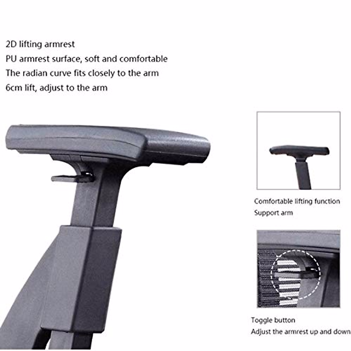 KXDTZ Office Chair, Breathable Mesh Computer Chair with Ergonomic Adjustable Lumbar Support, Black Swivel Desk Chair with Adjustable Armrest and Headrest (Color : E)