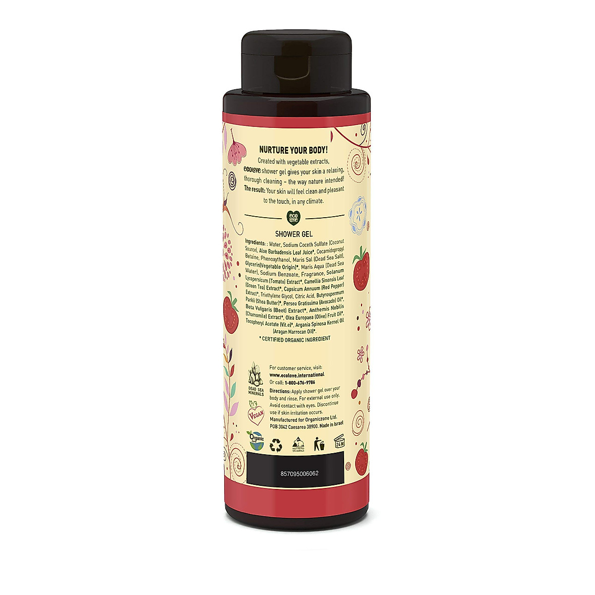 ecoLove – Natural Shampoo for Normal and Oily Hair & Moisturizing Body Wash for Dry Skin - With Organic Tomato and Beet Extract No SLS or Parabens - Vegan and Cruelty-Free, 17.6 oz