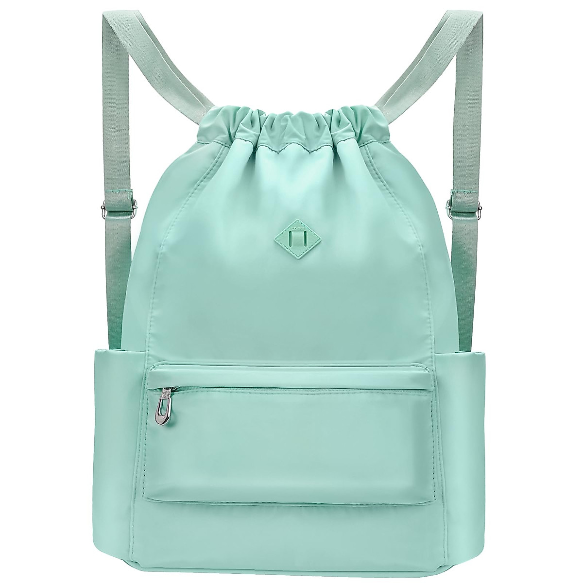 BAVELOE Drawstring Backpack with Wet Pocket Gym Backpack Water-Resistant Cinch String Bag Beach Swim for Women Men（Mint Green）