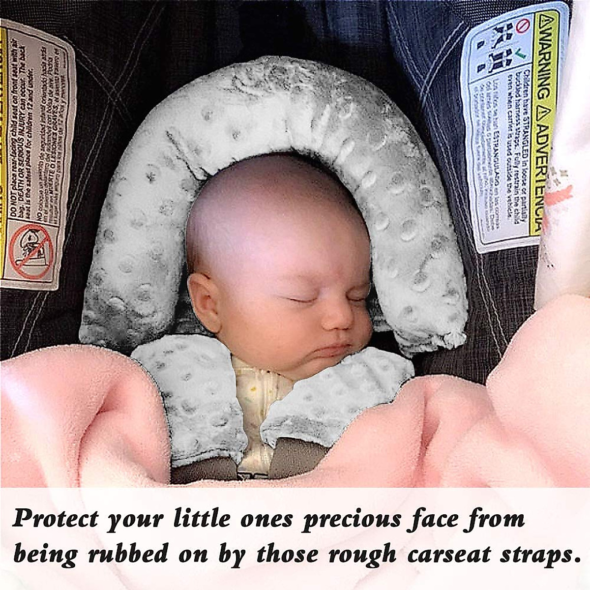 Baby Head Support and Strap Covers, Infant Car Seat Insert Cushion, Ultra Soft Head and Neck Cushion for Car Seat, Baby Car Seat Cushion (Gray)