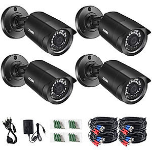 ZOSI 4 Pack 1080P 2.0MP Outdoor Indoor 3.6mm 24PCS Infrared IR Lens Day Night CCTV IR Cut Surveillance Security Camera Compatible for TVI DVR (Renewed)