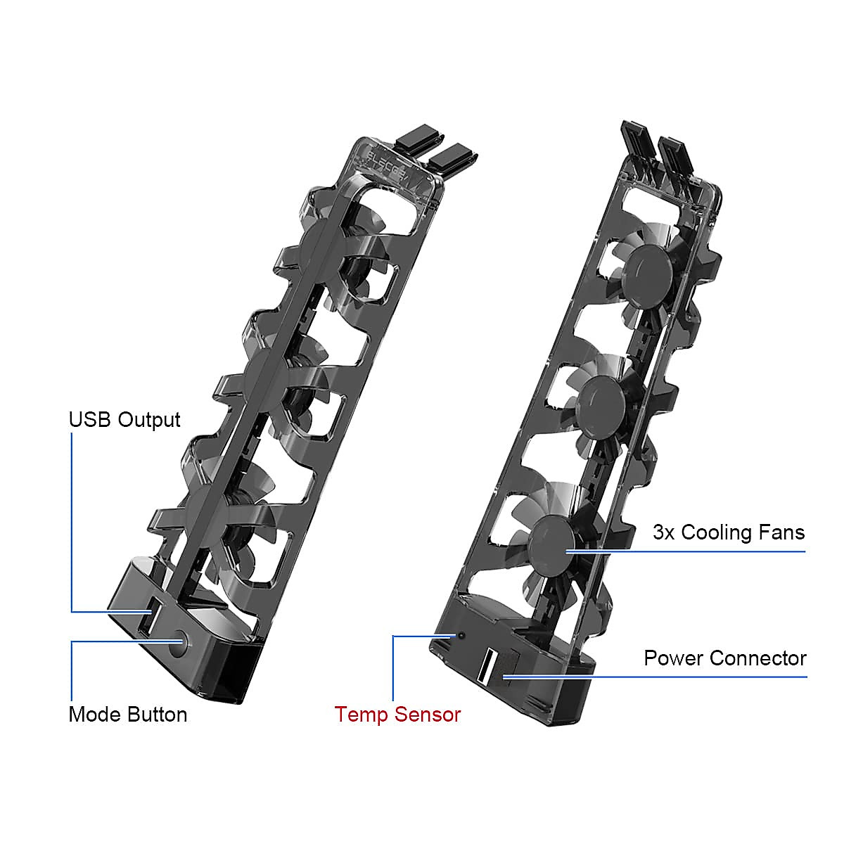 PS5 Auto Fan, External ElecGear USB Turbo Fan with Car Temperature Sensor for PlayStation 5 Ultra HD and Digital