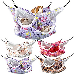 Cunno 4 Pcs Guinea Pig Rat Hanging Hammock 3 Tier Small Animals Hanging Sleeping Bed Pet Hanging Cage Accessories Bedding Cage for Chinchilla Ferrets Sugar Glider Squirrel Reptiles Hideout Playing