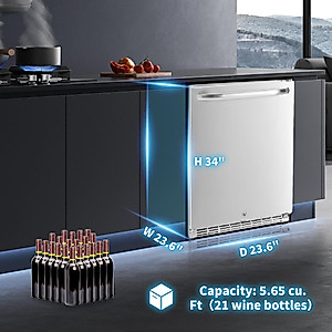 NUTRIFROST 24' Indoor Outdoor Beverage Refrigerator with 3 Removable Shelves, Built-in or Freestanding for Home Commercial 1 Door Design