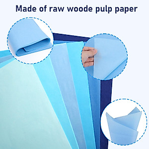Shindel 330 Sheets Blue Tissue Paper, 14x10 Inch Gift Wrapping Paper Bulk Thickened for Gifts Bags Boys Graduation Holiday Birthday Party Packaging Decor DIY Craft Supplies