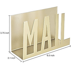 MyGift Modern Brass Metal Mail Holder Countertop Organizer with Cutout Mail Lettering Design, Office Desktop Envelope and Document Storage Rack
