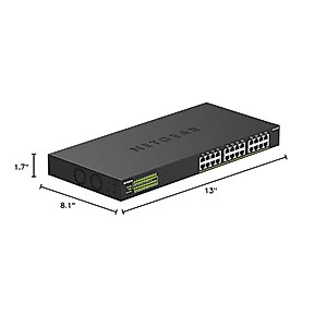 NETGEAR 24-Port Gigabit Ethernet Unmanaged PoE+ Switch (GS324PP) - with 24 x PoE+ @ 380W, Desktop or Rackmount