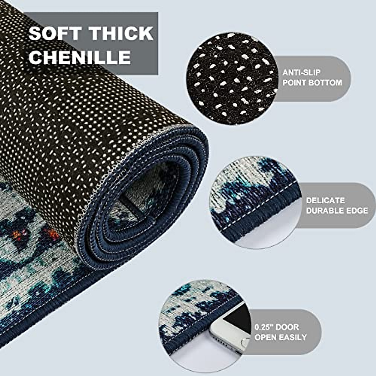 Wonnitar Bohemian Area Rug - Washable 3x5 Entry Rug Non-Slip Colorful Throw Rug,Boho Living Room Kitchen Mat Low-Pile Geometric Indoor Floor Carpet for Laundry Mudroom Dining Table