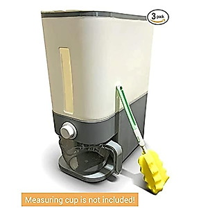 Rice Dispenser Set, Dry Food Dispenser with Rice Storage Sponge Cleaner, Rice Container Storage 25lbs, Rice Dispenser 25 Pounds for Rice Holder In Grey (Cup Not Included)