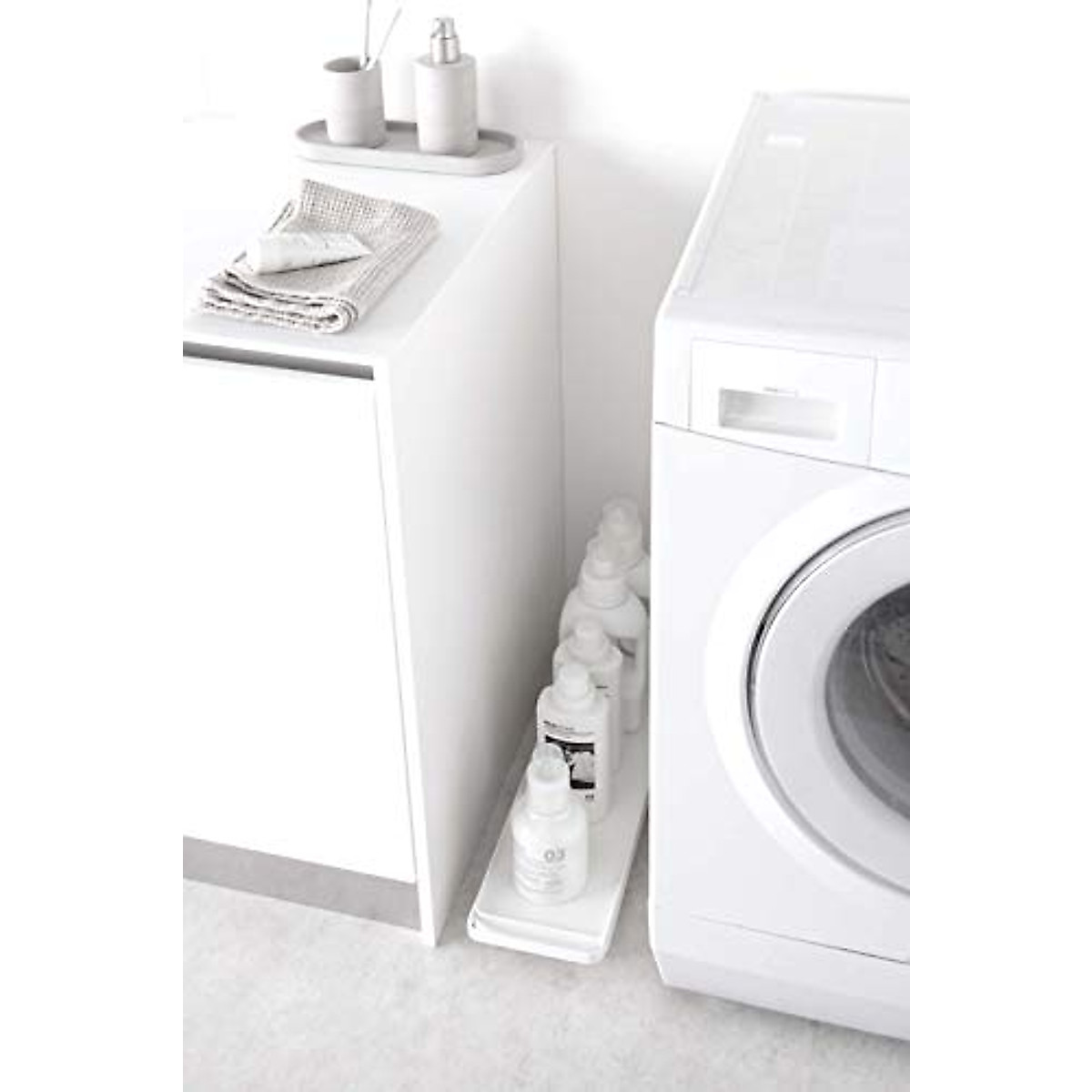 YAMAZAKI Home Rolling Cart Flat Dolly Wheels | Steel | Toilet Paper Stocker, One Size, White