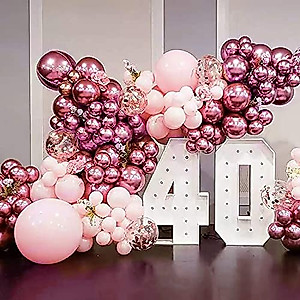 sherpaa Rose Red Pink Balloon Garland – Chrome Mauve Pink Gold Balloons,4D Foil Hot Pink Balloons for Wedding Birdal Shower Birthday Evening Party Decoration